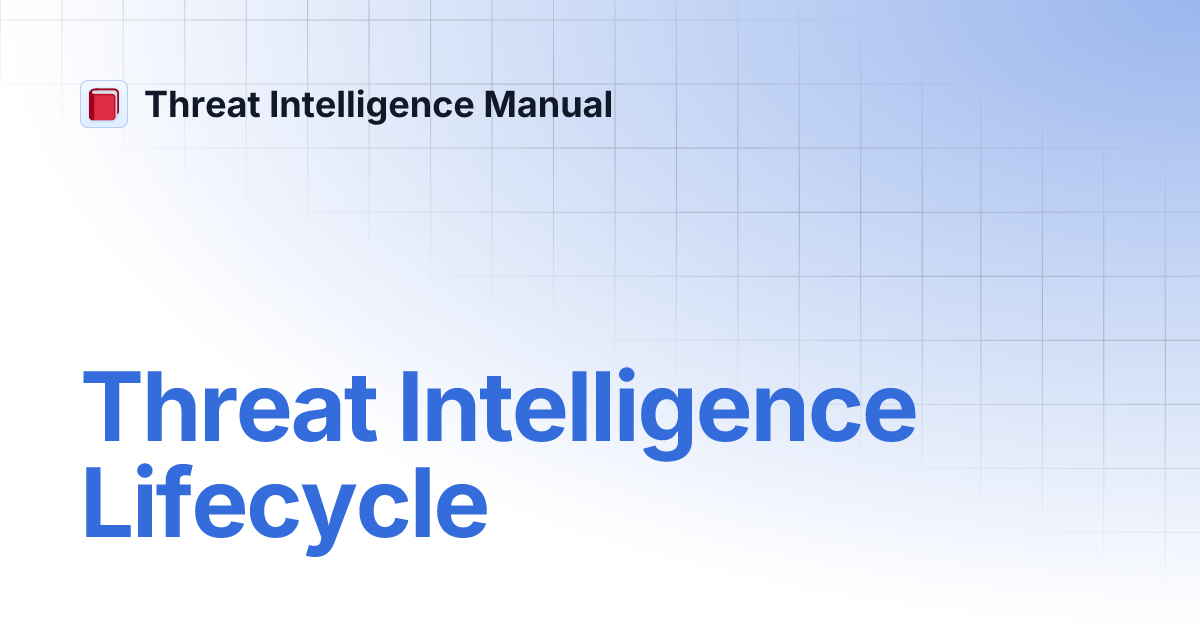 Threat Intelligence Lifecycle | Threat Intelligence Manual