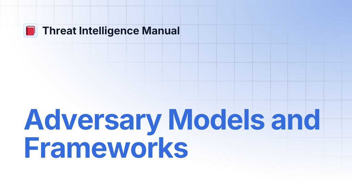 Adversary Models and Frameworks | Threat Intelligence Manual