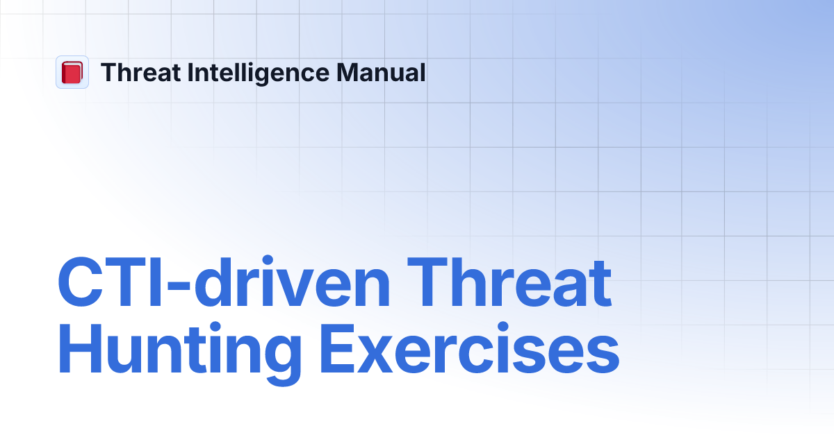 CTI-driven Threat Hunting Exercises | Threat Intelligence Manual